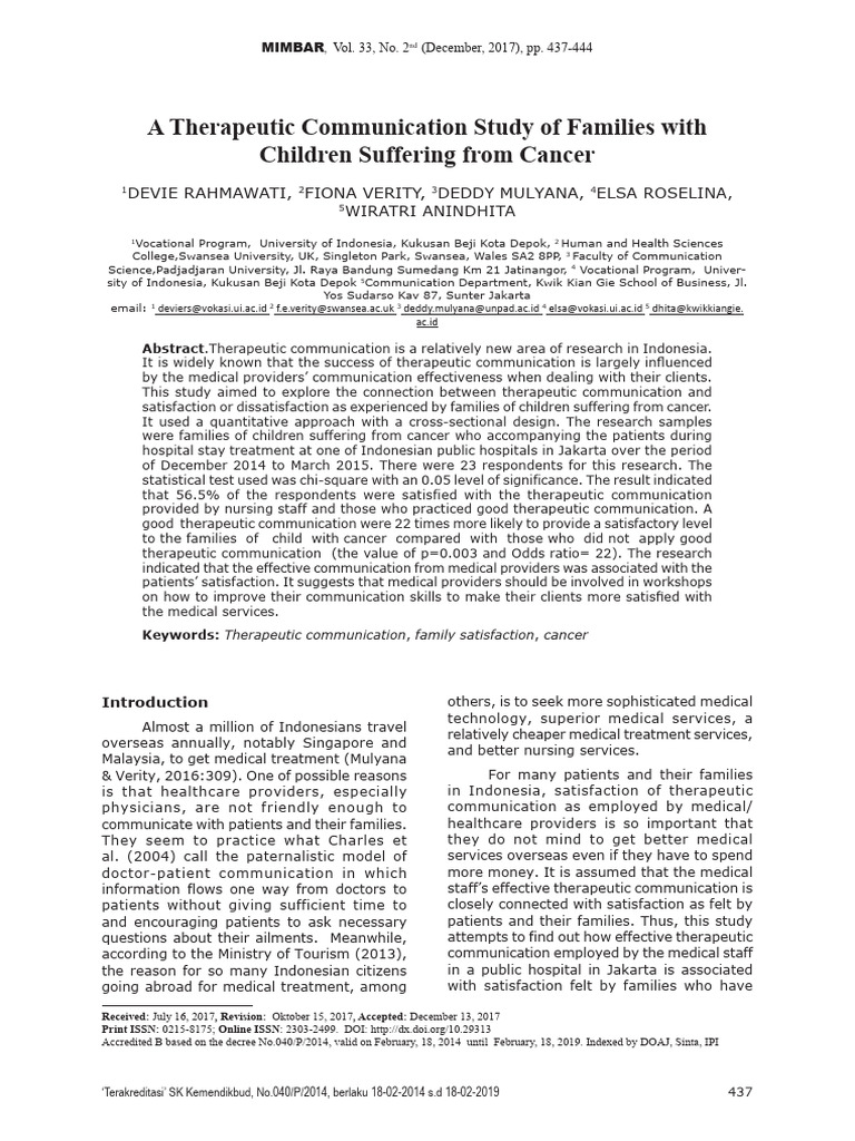 A Therapeutic Communication Study of Fam | PDF | Health Care | Patient