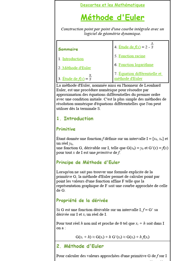 Méthode D'euler | PDF