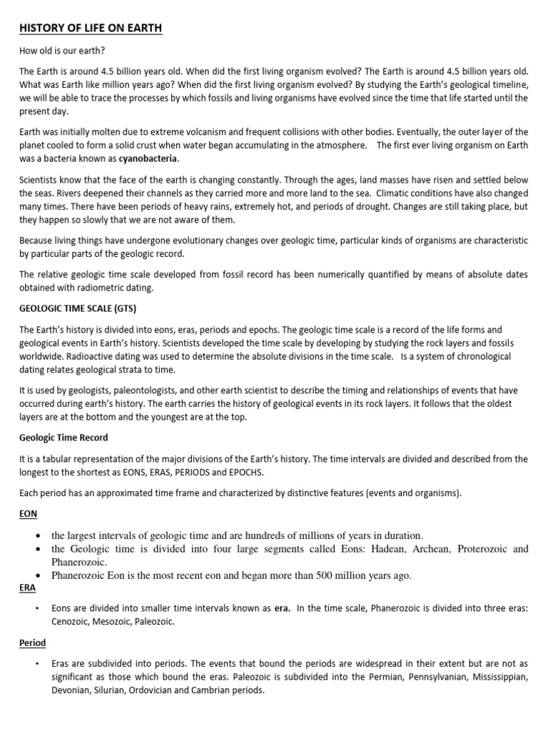 Evolution and Extinction on Earth | PDF | Geologic Time Scale | Oceans