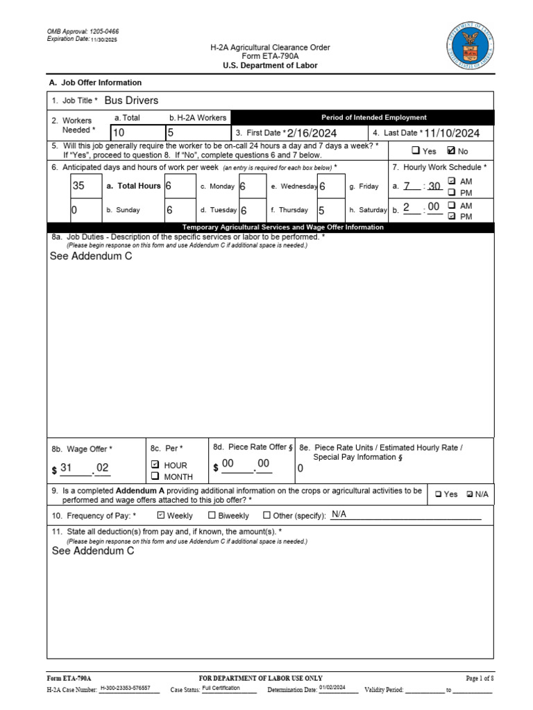 H-2A Job Order for Agricultural Workers | PDF | Employment | Piece Work
