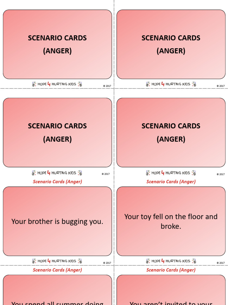 Anger Scenario Cards for Kids | PDF