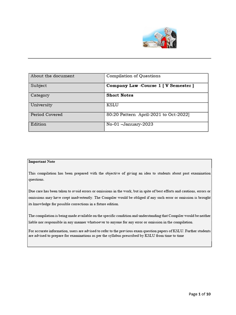 Company Law Exam Questions Compilation | PDF | Statutory Interpretation | Justice