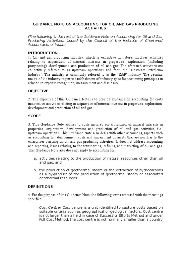 Guidance Note On Accounting For Oil and Gas Producing Activities | PDF ...