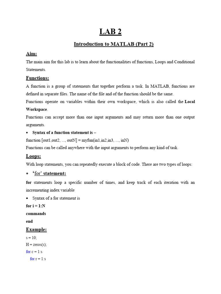 LAB 2 - Manual | PDF | Control Flow | Parameter (Computer Programming)