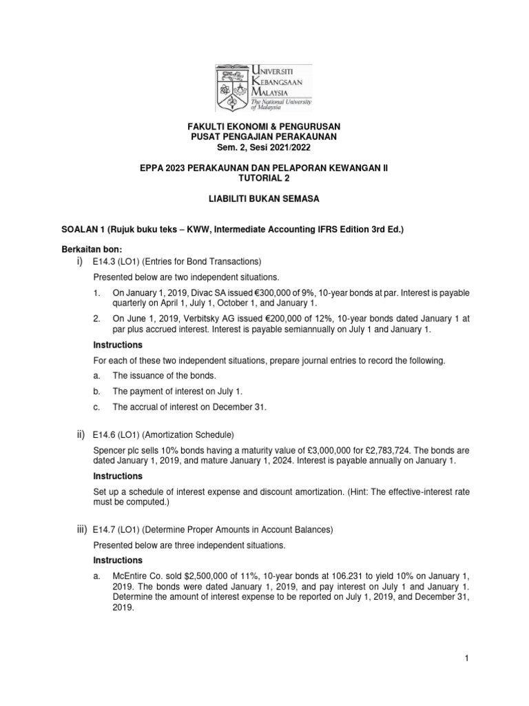 Soalan Tutorial Liabiliti Bukan Semasa | Download Free PDF | Bonds (Finance) | Debt