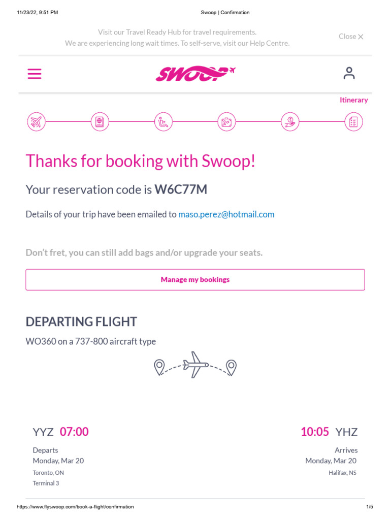 Swoop - Confirmation | PDF