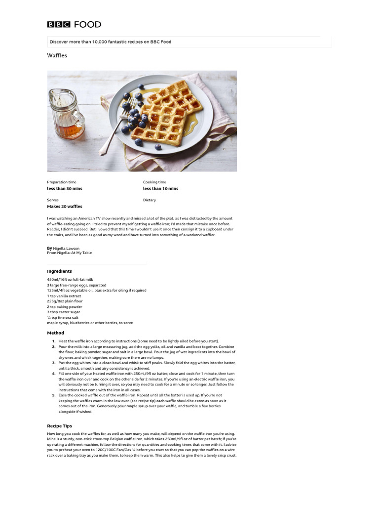 Easy Homemade Waffles Recipe | PDF | Wellness