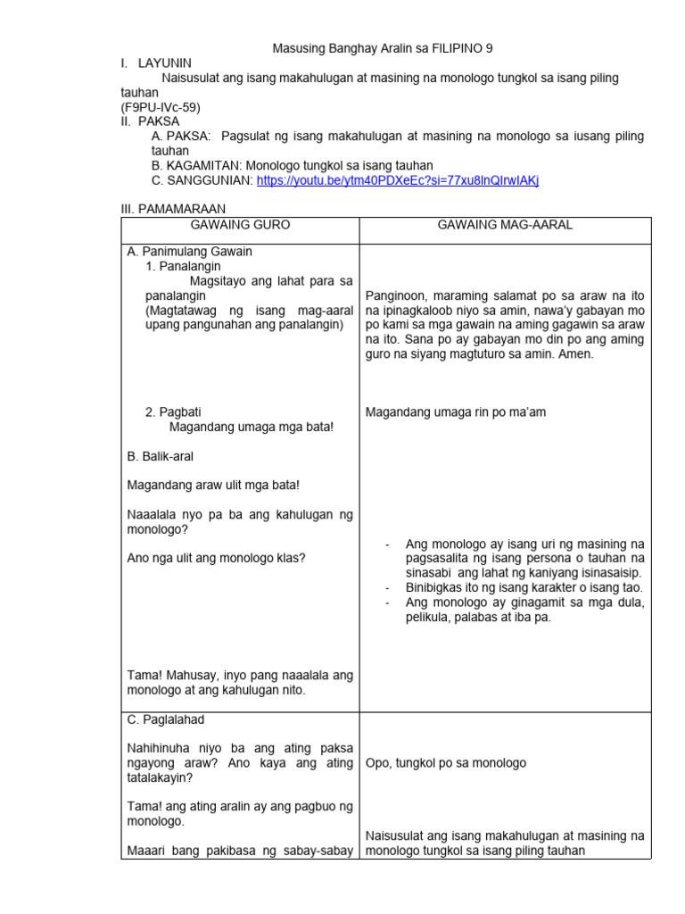 DLP Sa Filipino | PDF