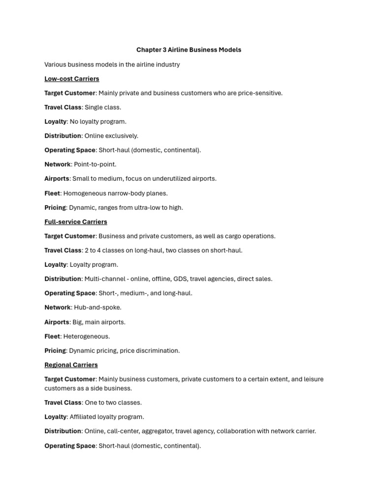 Rethinking Airline Business Model Chapter 3-4 | PDF | Low Cost Carrier ...