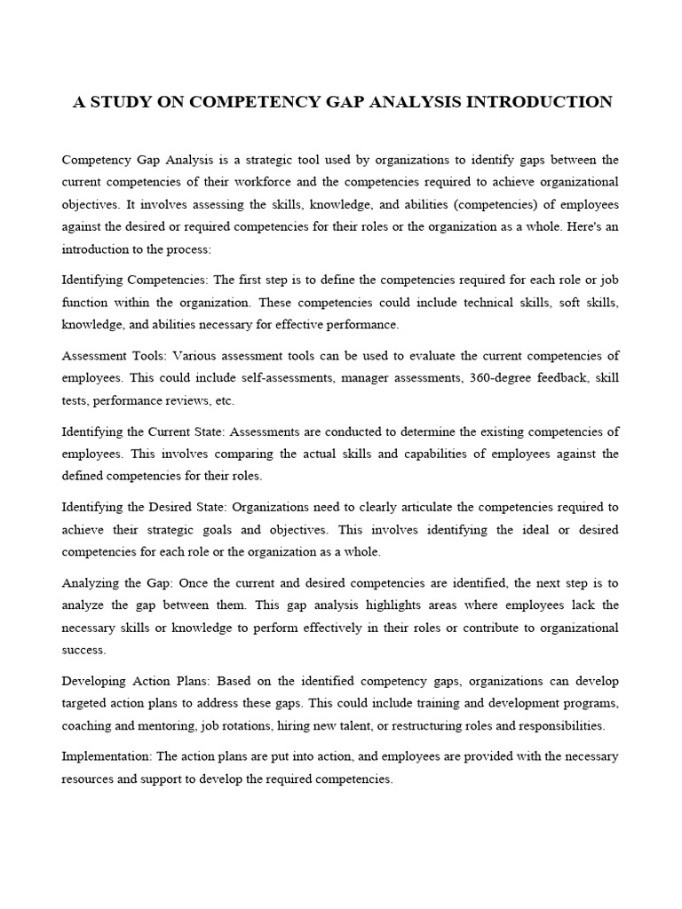 Synopsis On Competency GAP Analysis | Download Free PDF | Business Synopsis On Competency GAP Analysis | Download Free PDF | Business