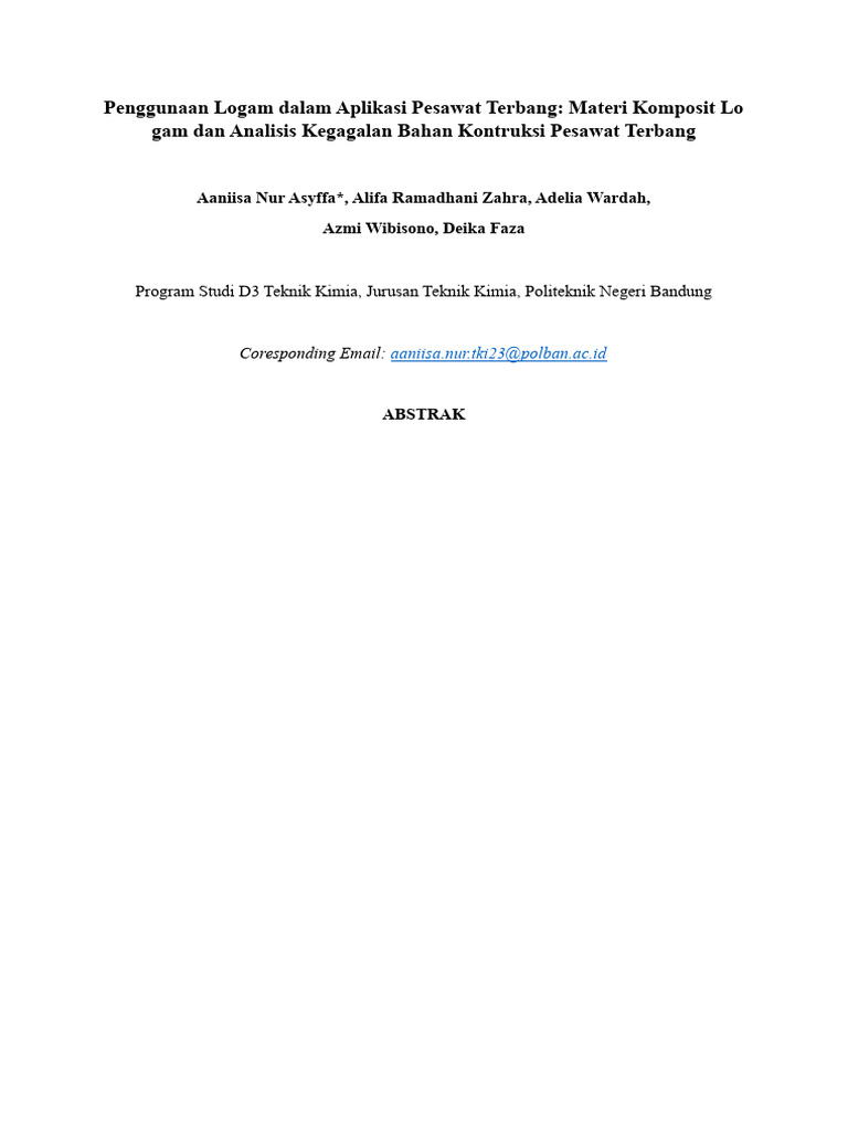 Penggunaan Logam Dalam Aplikasi Pesawat Terbang | PDF
