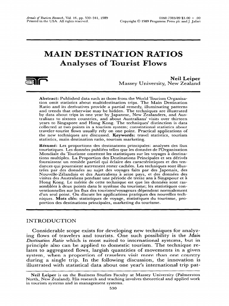 Analyses of Tourist Flows | PDF