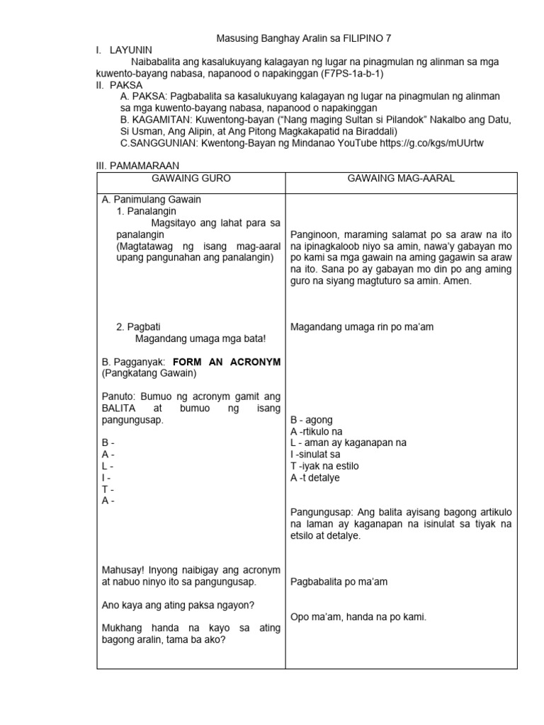 DLP Sa Filipino Balita | PDF