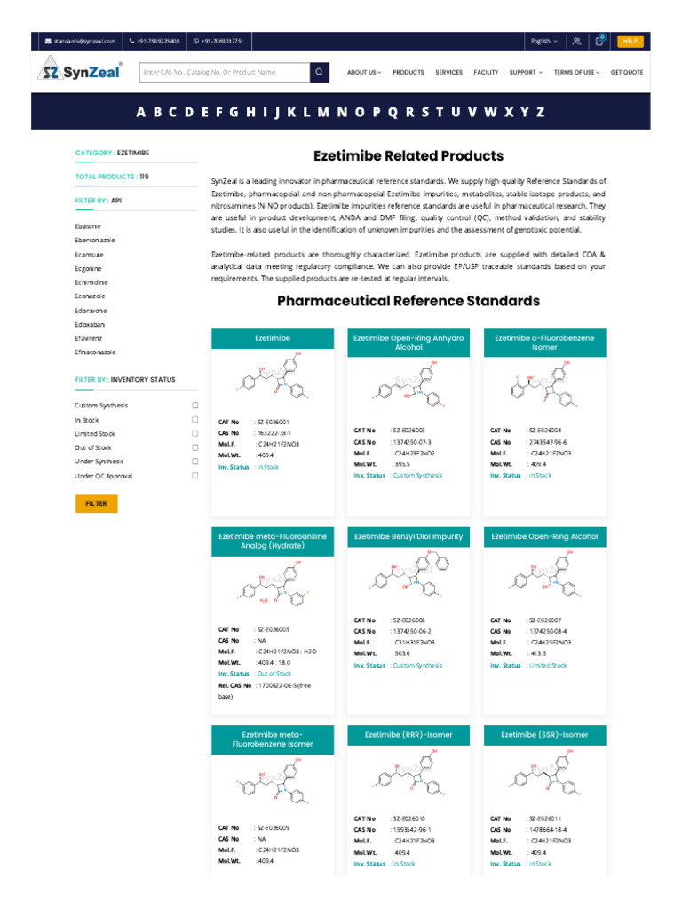 SynZeal Research: Your Trusted Source For Ezetimibe Reference Standards and Impurities ...