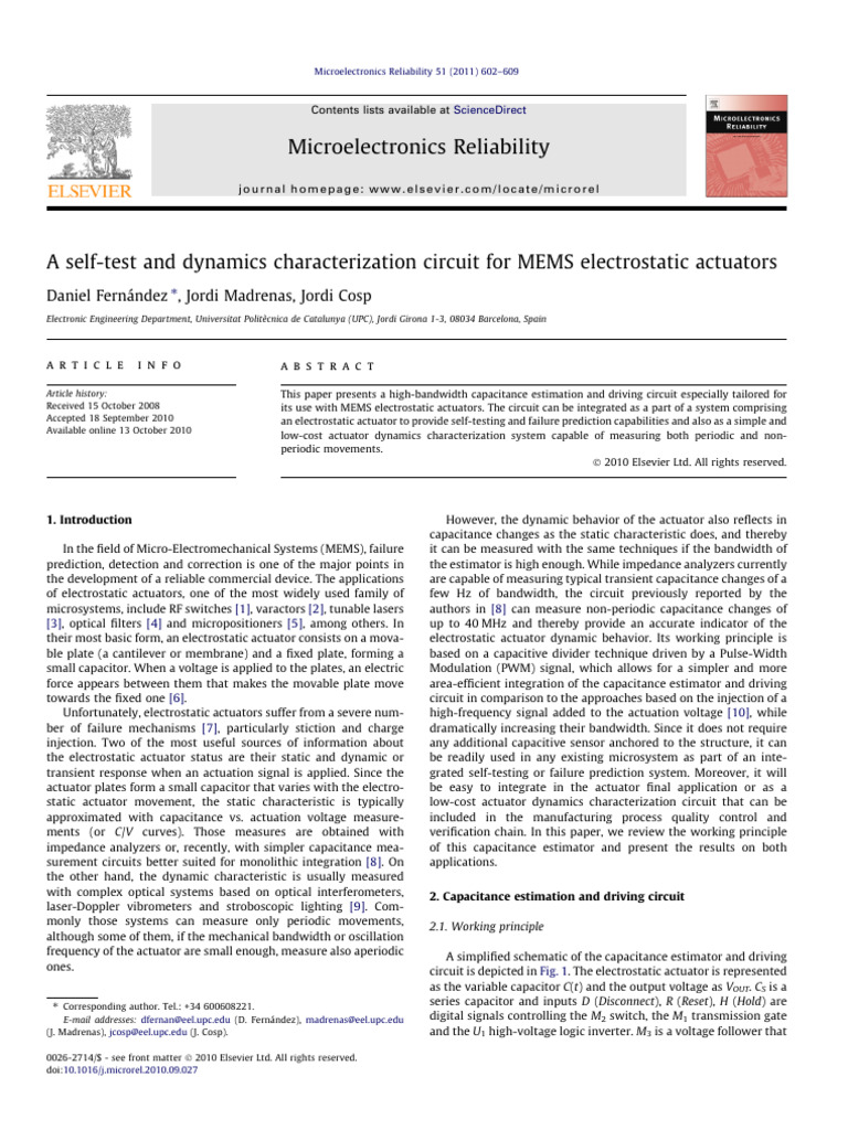 A Self Test and Dynamics Characterization Circuit For - 2011 ...