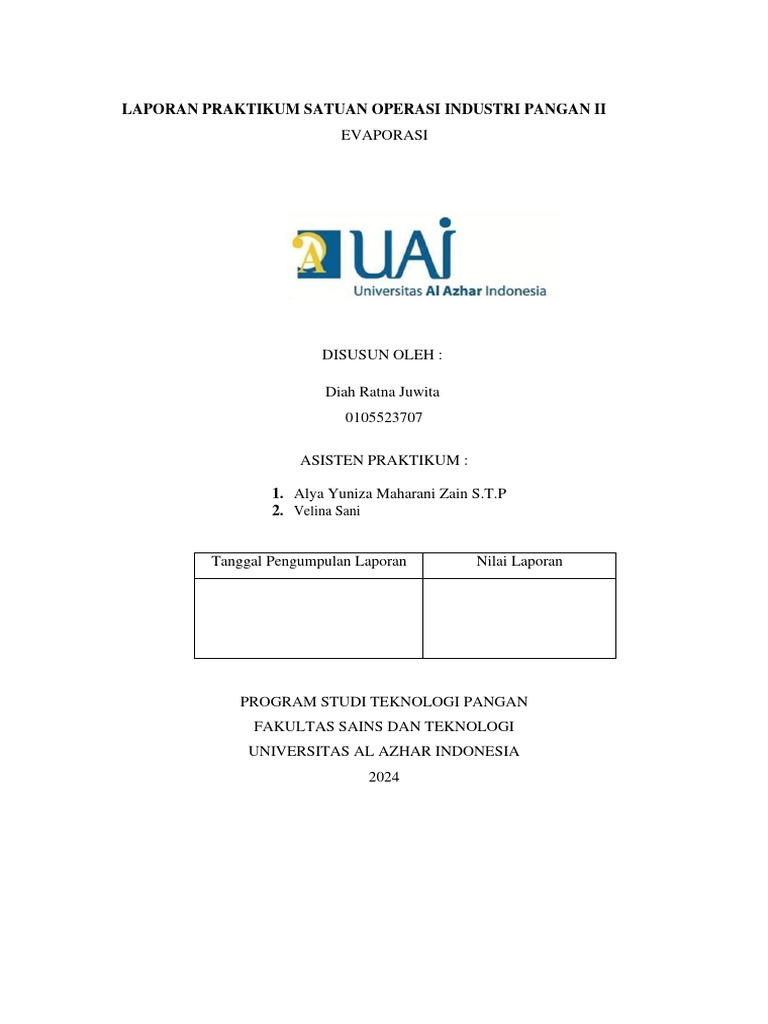 Laporan Praktikum Satuan Operasi Industri Pangan Ii | PDF