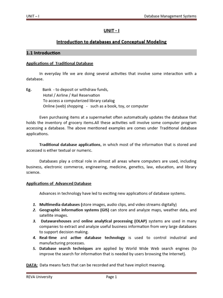Unit 1 | PDF | Databases | Data Model
