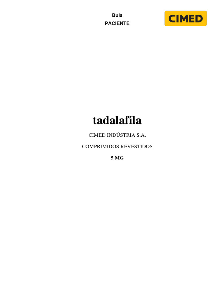 Tadalafila 20mg Comprimidos Cimed | PDF