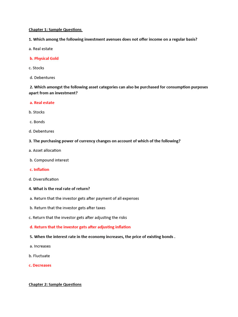 Mutual Fund Sample Questions Guide | PDF