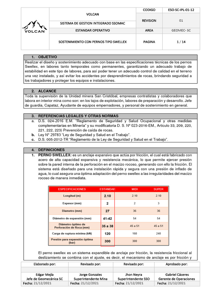 Sostenimiento con Pernos Swellex en Minería | PDF | Minería | Tornillo