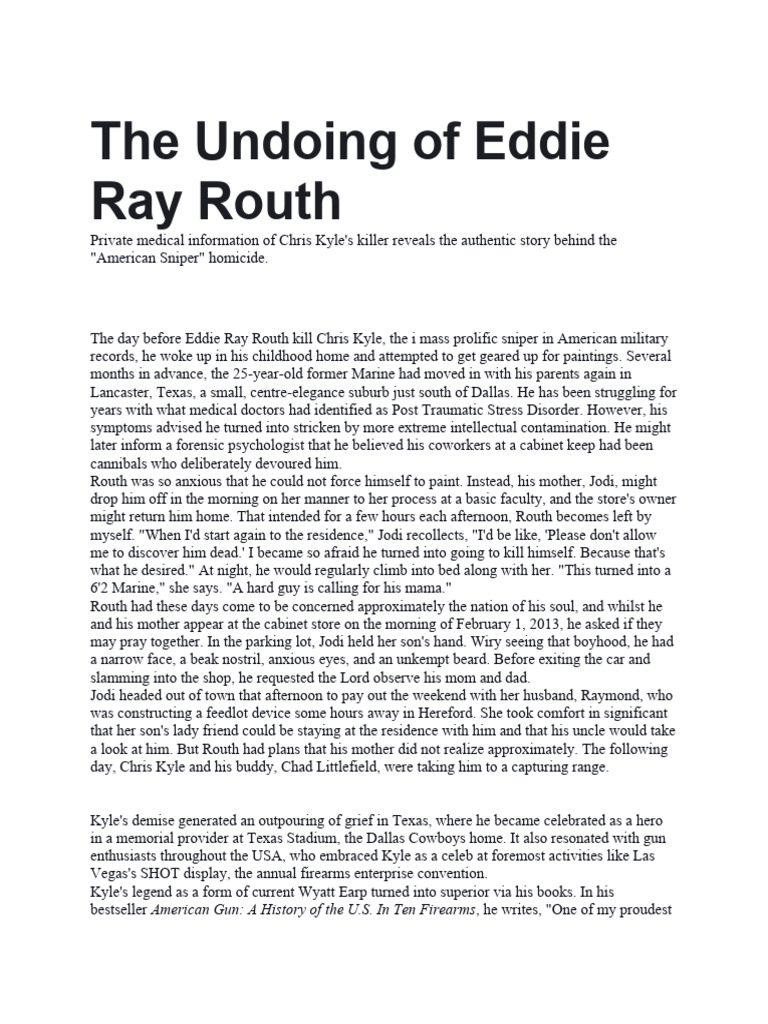 Eddie Ray Routh | PDF | Mental Health