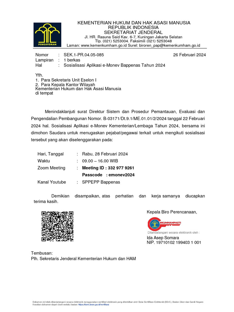 Sosialisasi Aplikasi e-Monev 2024 | PDF
