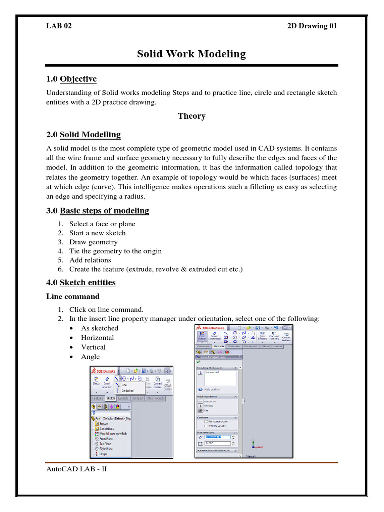 LAB 02 Solid Works | PDF | Rectangle | Geometry