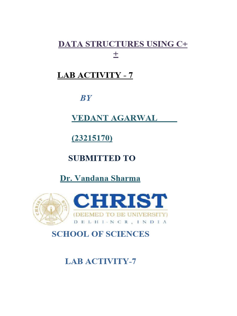 Vedant Agarwal C++ Lab Activity - 7 | PDF