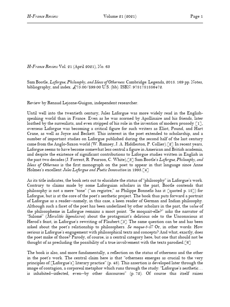 Laforgue's Philosophy and Otherness | PDF | Social Science | Classics