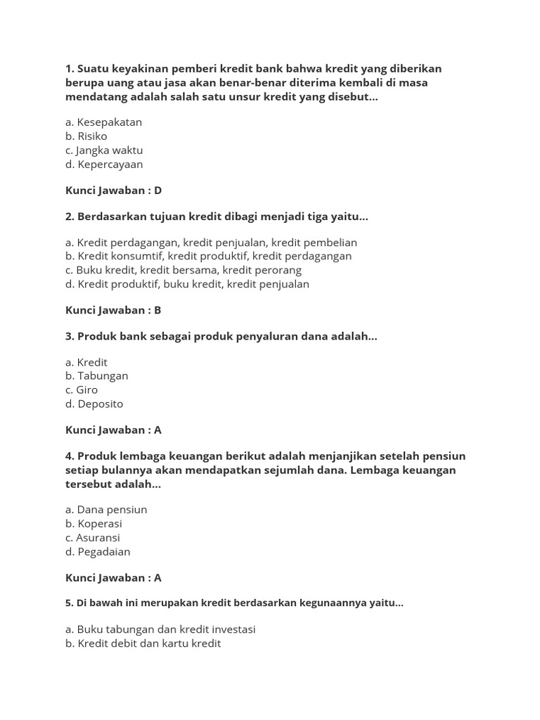 Soal TKB General Banking Staff | PDF | Pengelolaan Keuangan & Uang