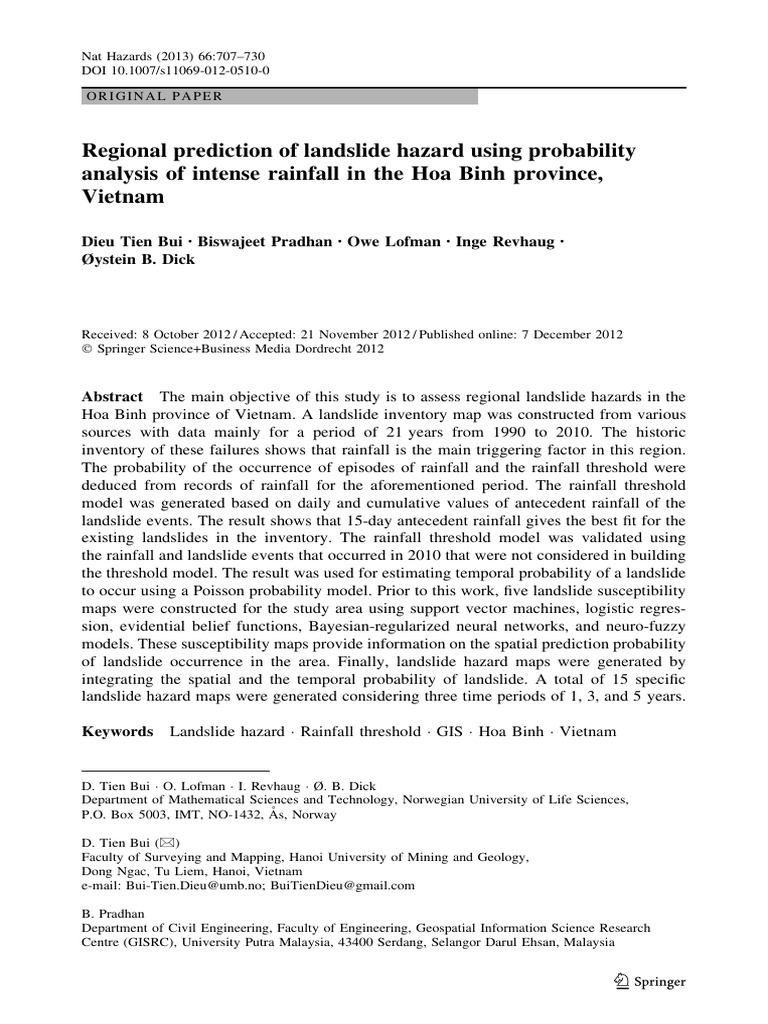 Landslide Hazard Prediction, Hoa Binh | PDF | Landslide | Precipitation