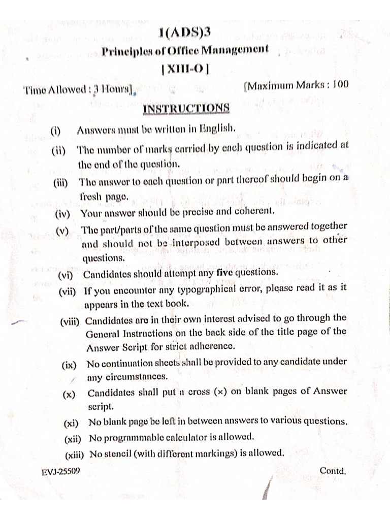 Principles of Office Management 2016 AD Paper | PDF