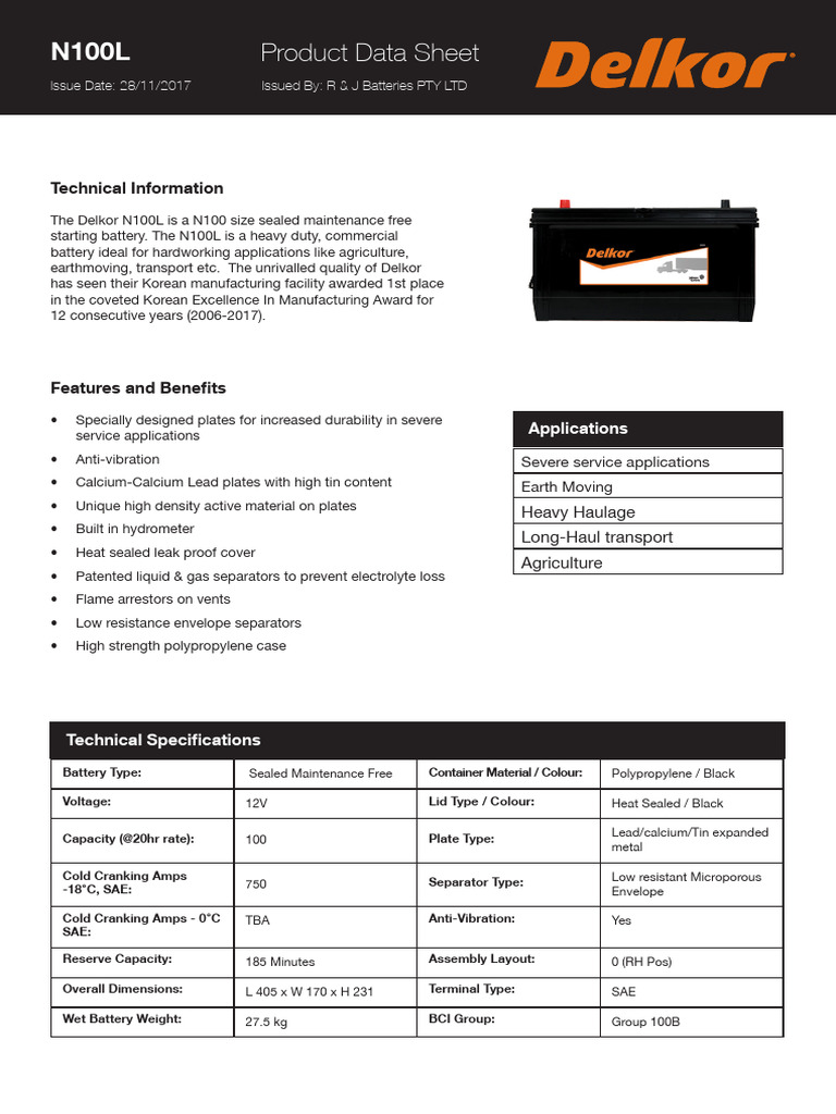 Technical-Specifications Del n100l | PDF | Materials | Electricity