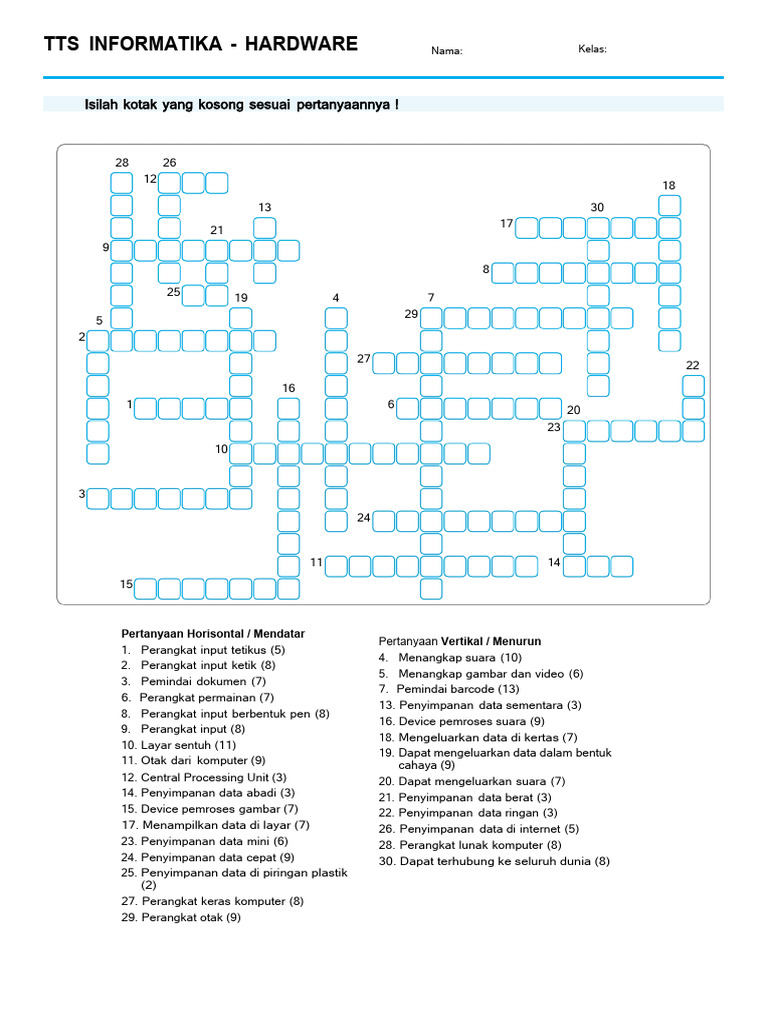 Tts Informatika Hardware Teka Teki Silang | PDF