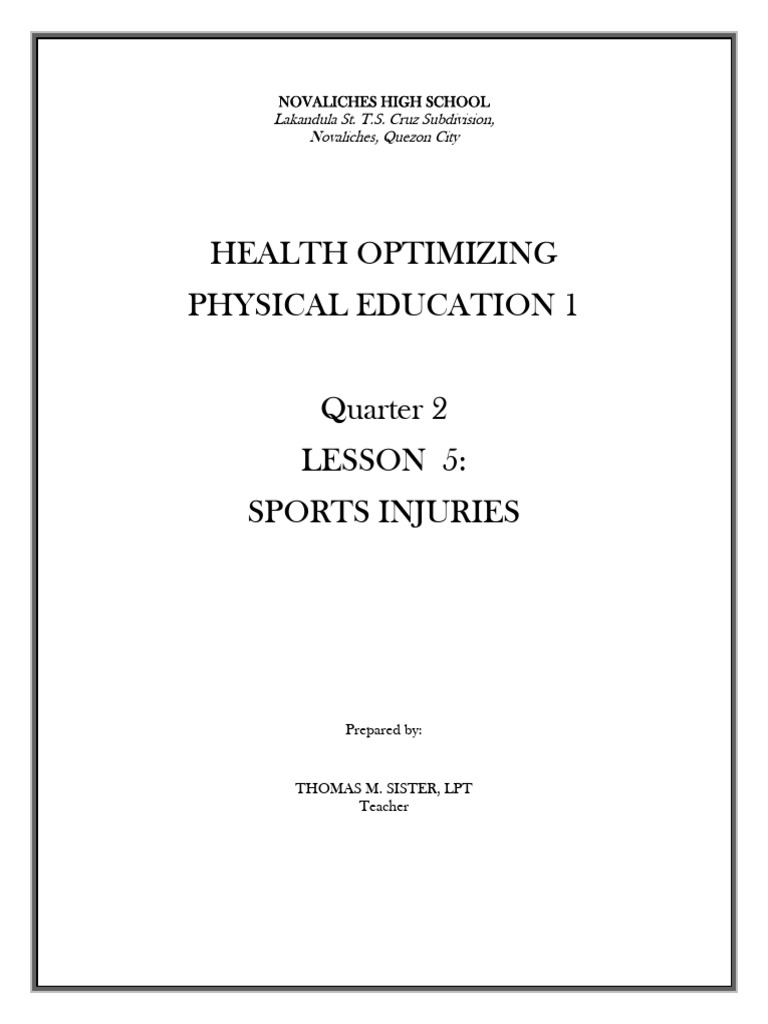 Quarter 2 Lesson 5 SPORTS INJURIES | Download Free PDF | Human ...