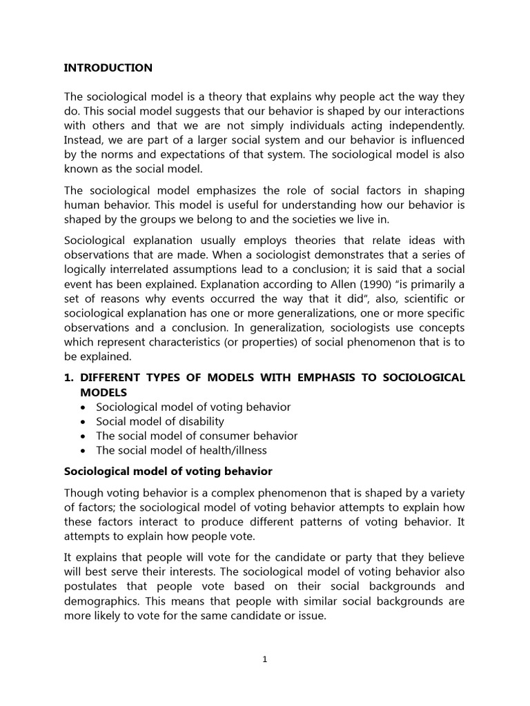 Sociological Model Assignment | PDF | Sociology | Behavior