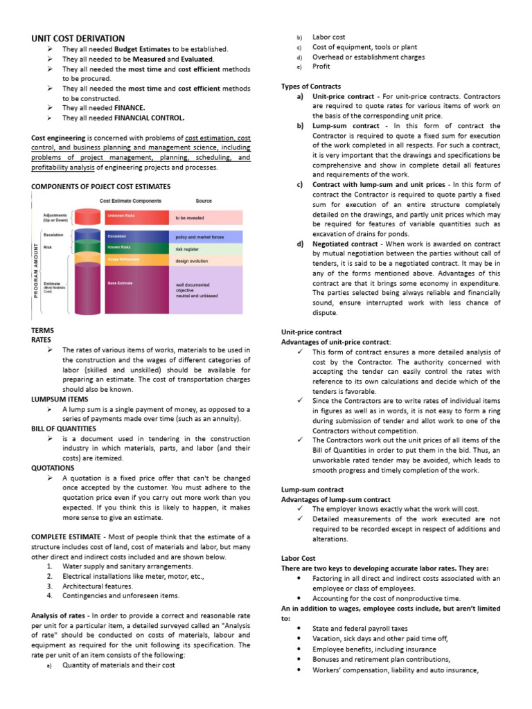 Unit Cost Analysis in Construction | PDF | Cost Of Living | Labour ...