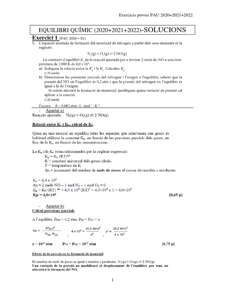 4.2 (Solucions - 20 - 21 - 22) EQUILIBRI QUÃ - MIC - SOLUCIONS | PDF