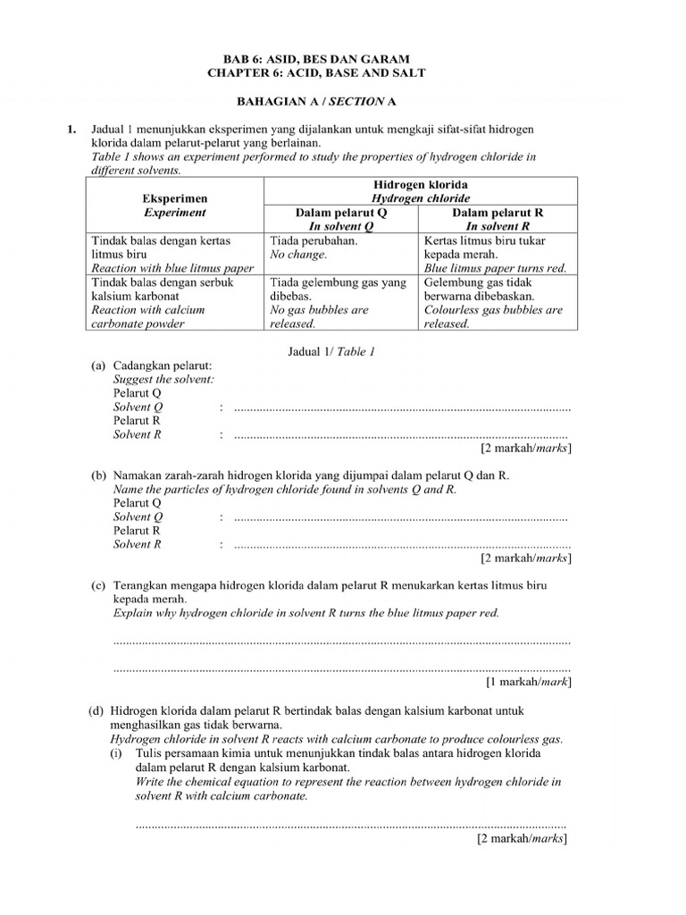 Latihan Struktur Asid Bes & Garam | PDF