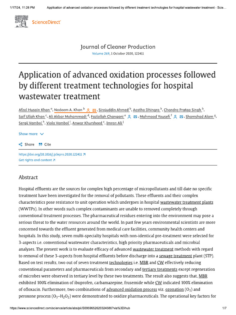 Application of Advanced Oxidation Processes Followed by Different ...
