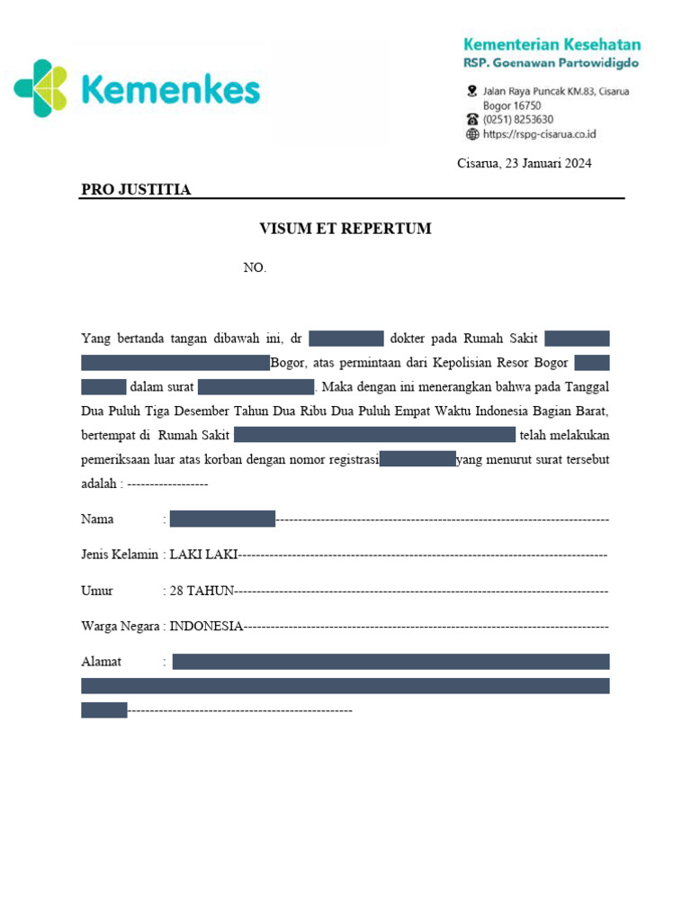 Contoh Visum Et Repertum | PDF