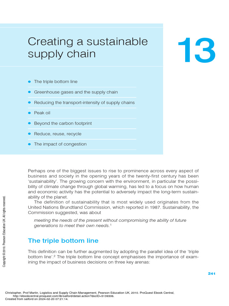 Logistics and Supply Chain Management - (The Triple Bottom Line) | PDF ...