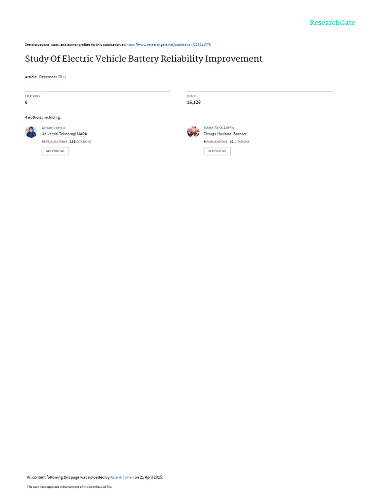 Studyof Eletriccarpaper | PDF | Electric Vehicle | Reliability Engineering