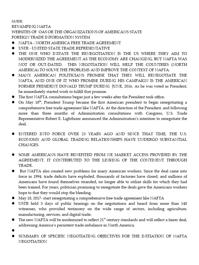 GUIDE NAFTA | PDF | North American Free Trade Agreement | Labour Law
