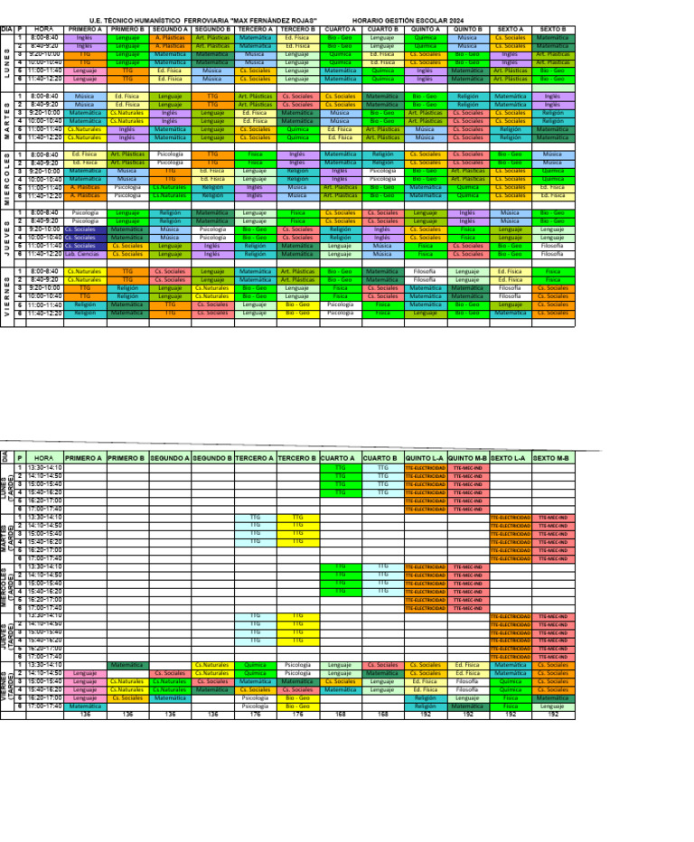 Horario 2024 MaxFer | PDF | Comunicación | Matemáticas