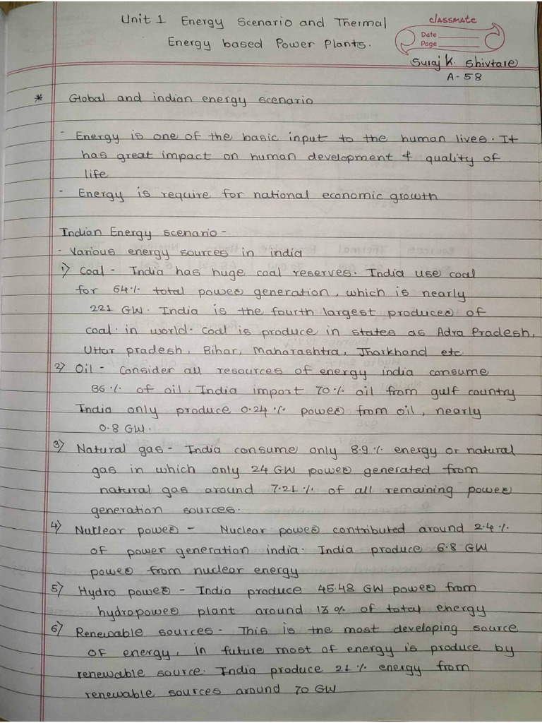 Energy Engineering Unit 1 Notes | PDF