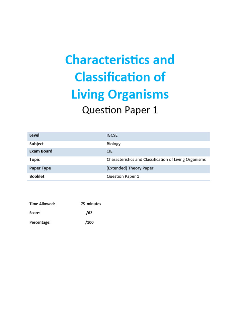1.1-Characteristics and Classification of Living Organisms - Igcse-Cie ...