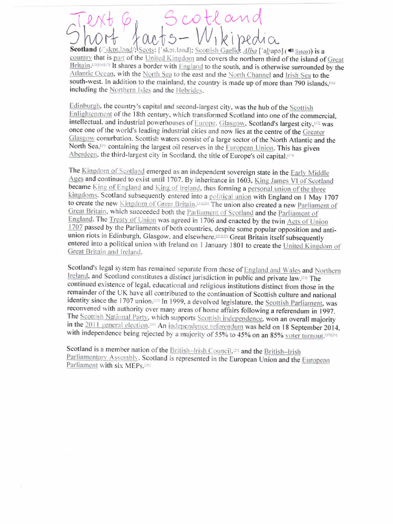 Scotland - Texts For Oral Exams | PDF