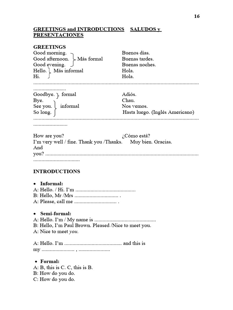 Greetings and Introductions | PDF | Artes del Lenguaje y Comunicación ...
