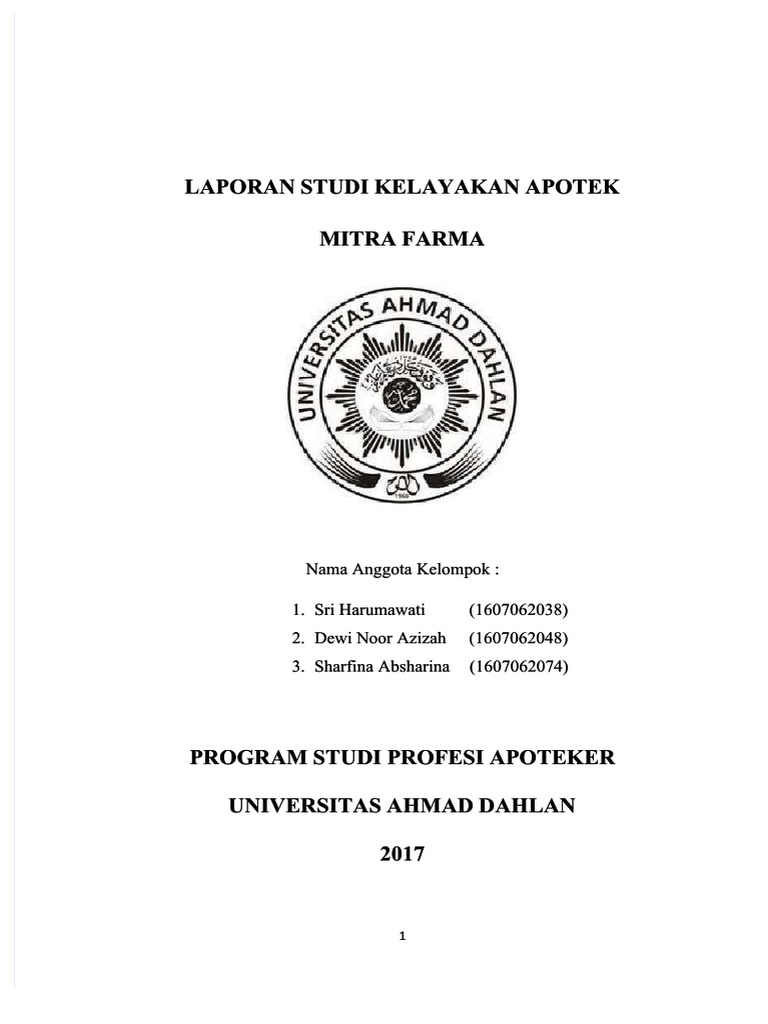 PDF Laporan Studi Kelayakan Apotek Uad Newww Fixdocx - Compress | PDF